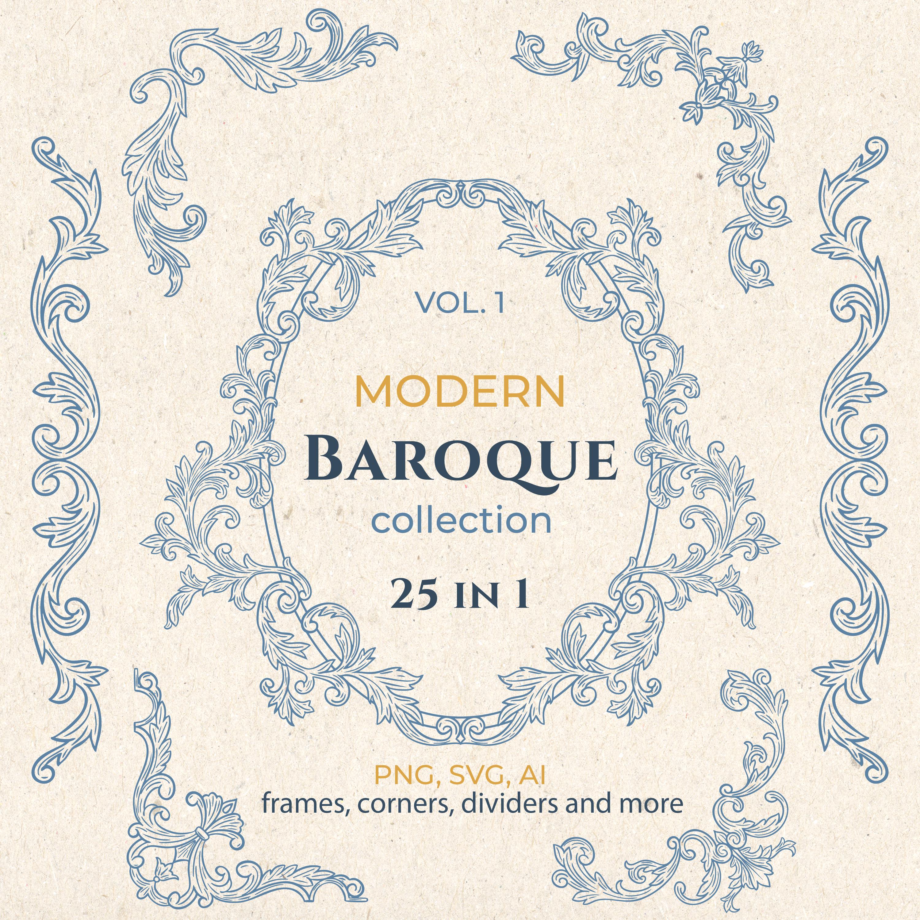 Baroque Frames & Corners, Dividers SVG Bundle | Vintage Rococo Clipart ...