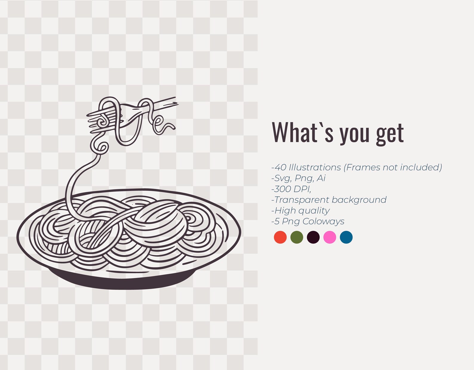 Hand Drawn Pasta Clipart | Italian Food SVG & PNG | Whimsical ...
