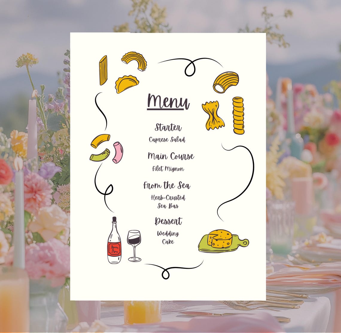 Hand Drawn Pasta Clipart | Italian Food SVG & PNG | Whimsical ...