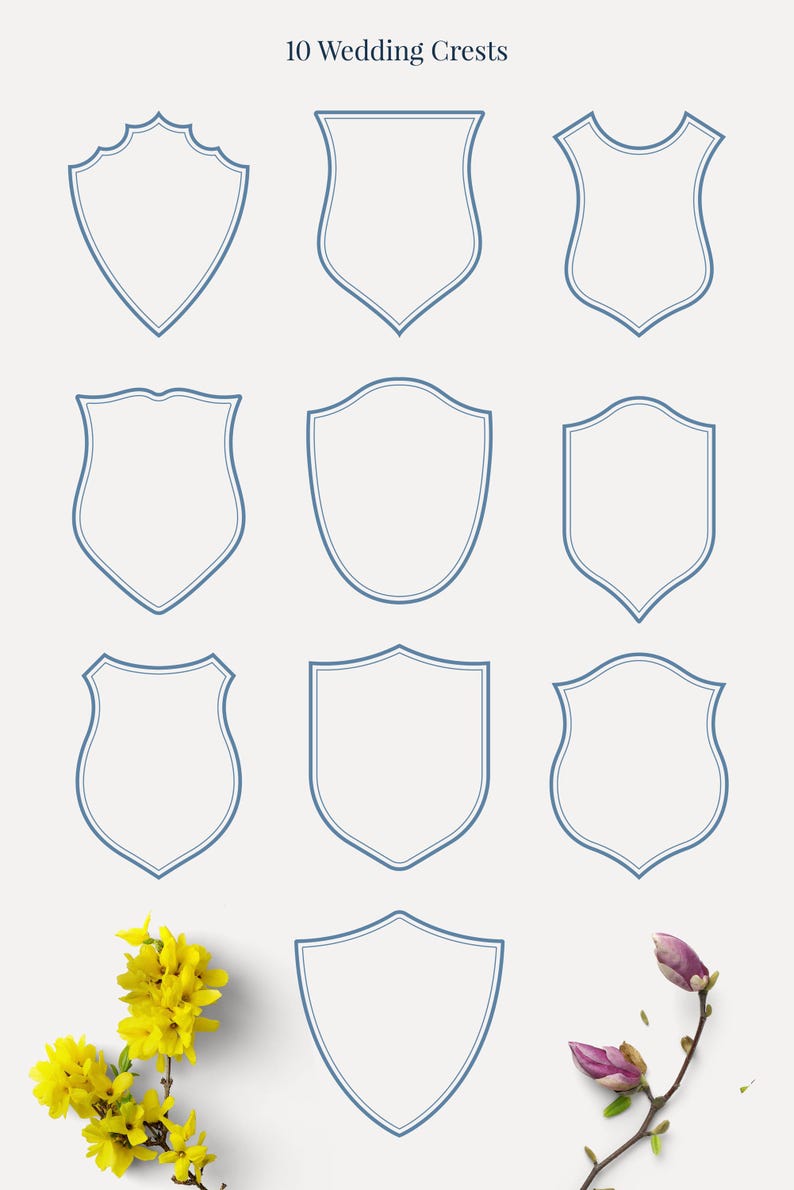 Elegant Wedding Crest Clipart: Vintage Shield Monogram (digital ...