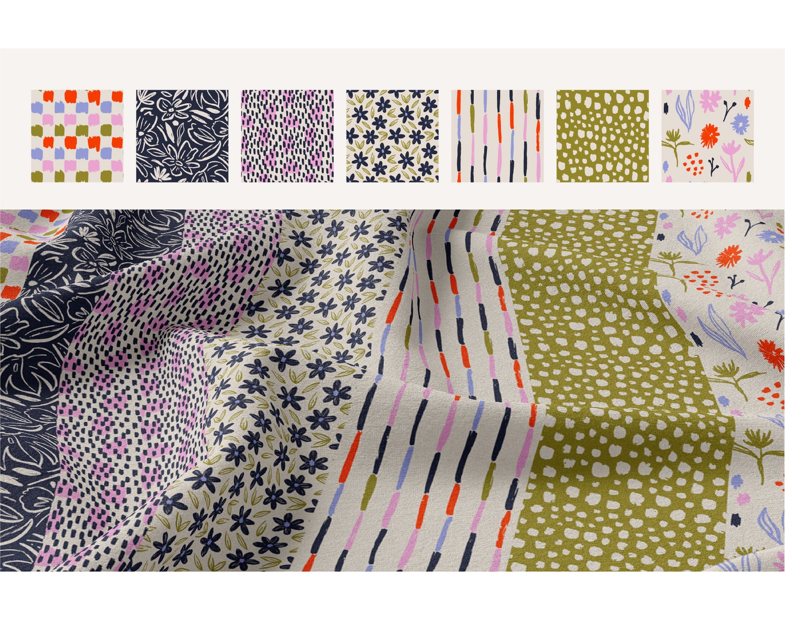 20 Flower and Spots Digital Papers, Vibrant Seamless Pattern, Hand Draw ...