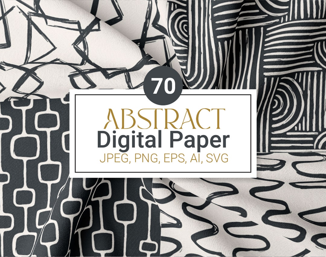 70 Digital Paper Bundle, Abstract Seamless Patterns Boho Organic Shapes ...