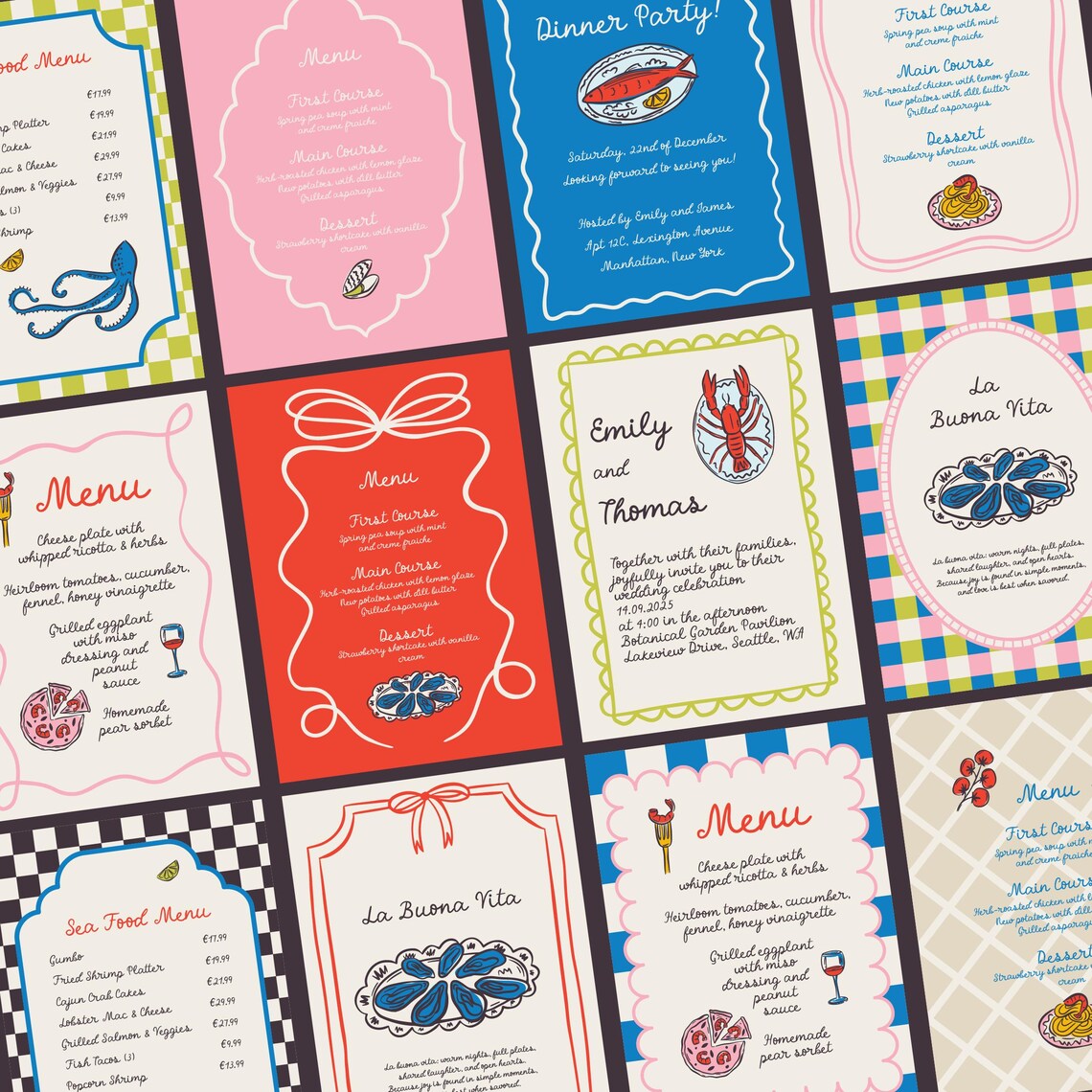 Whimsical Seafood Clipart | Hand-drawn Pizza & Italian Food SVG ...