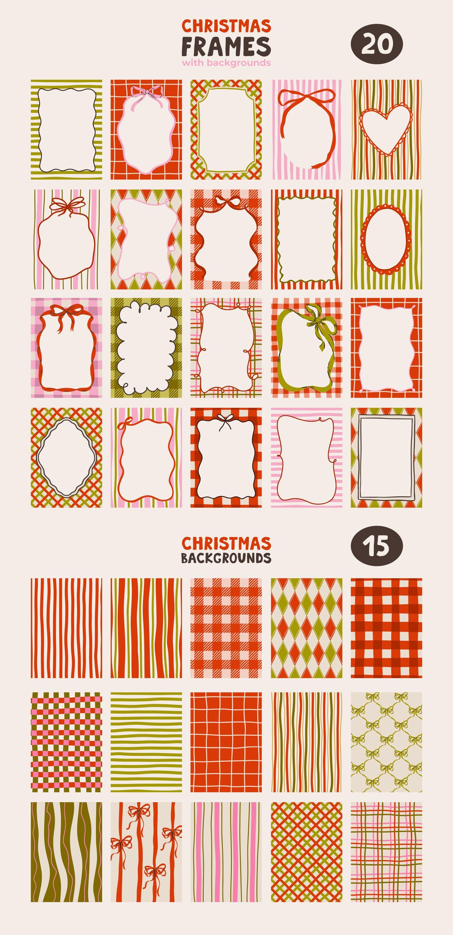 Whimsical Christmas Frames | Cute Hand Drawn Borders With Bows | Cozy ...