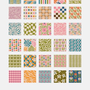 50 Groovy Flower Digital Papers, Retro Seamless Pattern,70s 60s Vintage ...