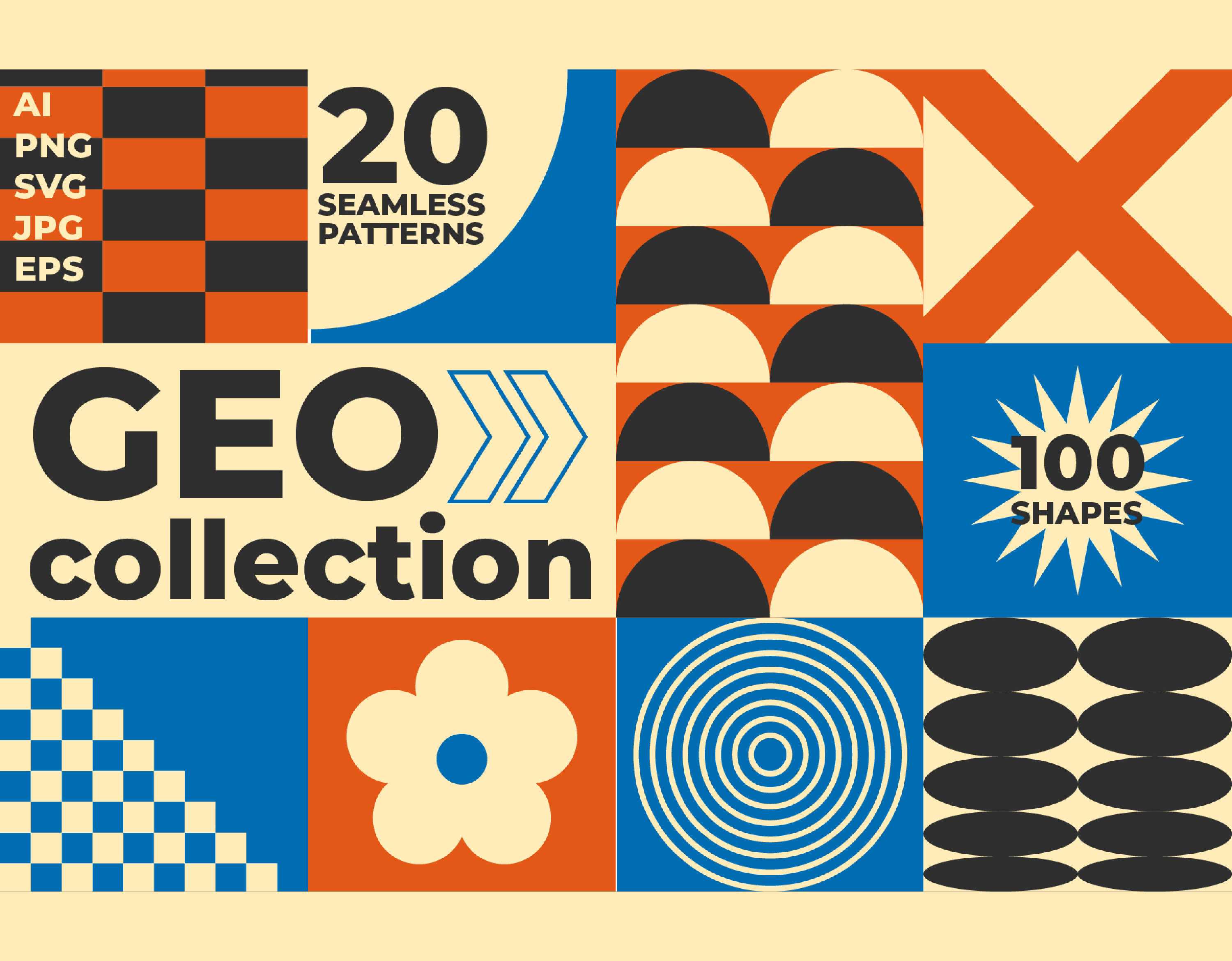 Geometric Digital Paper Svg, Neo Geo Scrapbook Paper Jpg, Vibrant ...