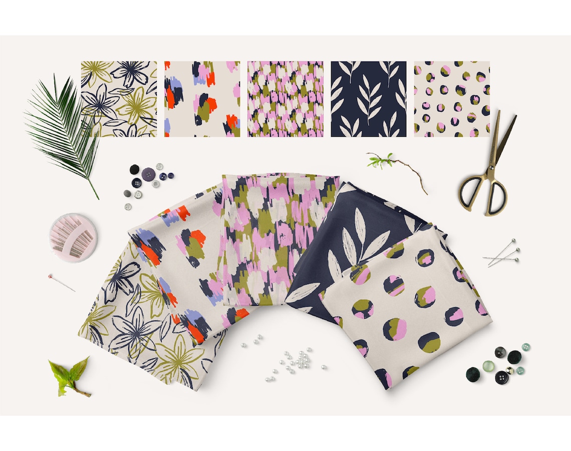 20 Flower and Spots Digital Papers, Vibrant Seamless Pattern, Hand Draw ...