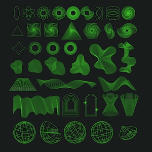 100 Abstract Geometric Shapes SVG, Futuristic Line Art Clip Art ...