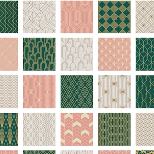 Art Deco Digital Paper, Geometric Line Art Seamless Retro Gatsby ...