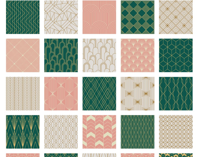 Art Deco Digital Paper, Geometric Line Art Seamless Retro Gatsby ...