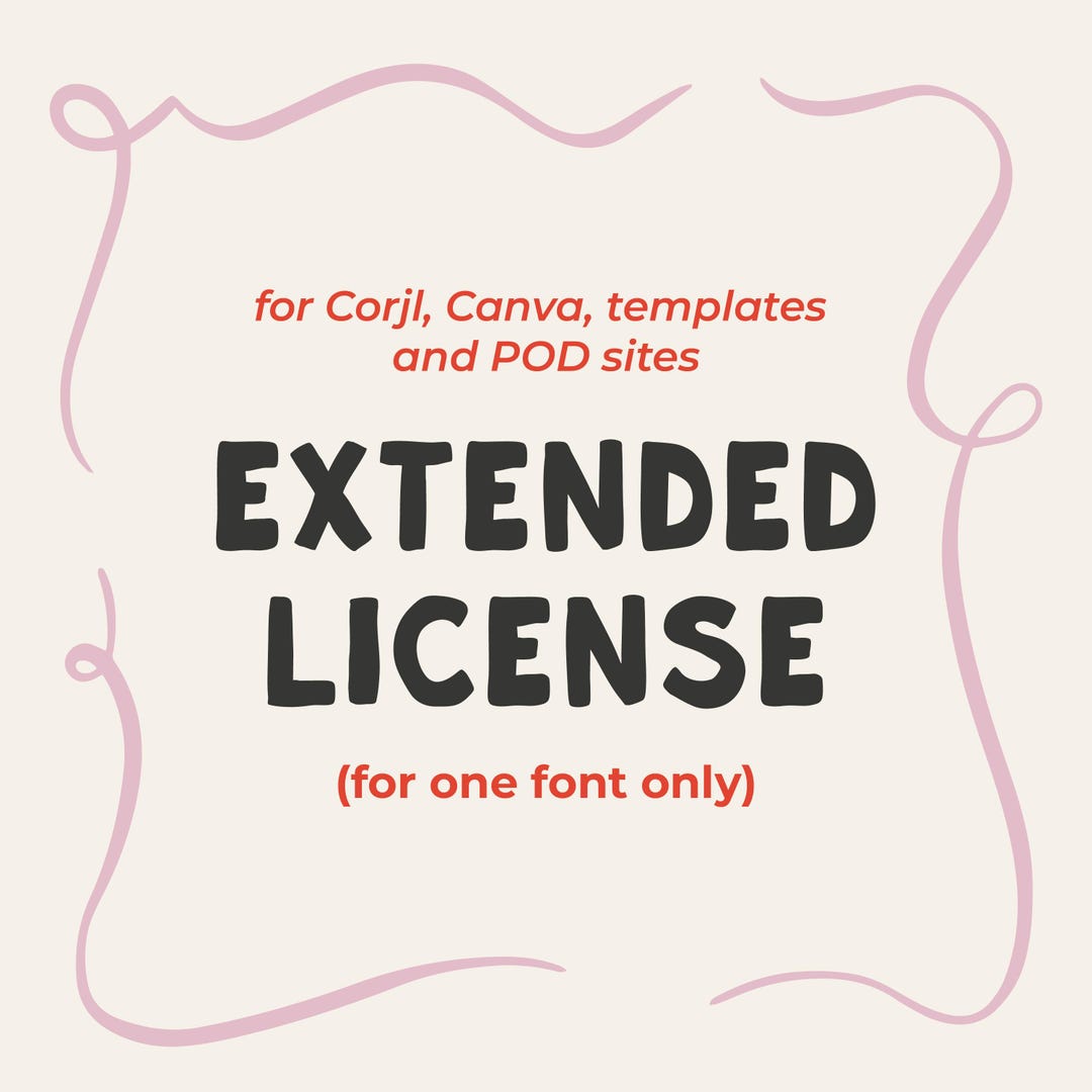 Extended License — 1 Font for Editable Template Platforms & POD Sites ...
