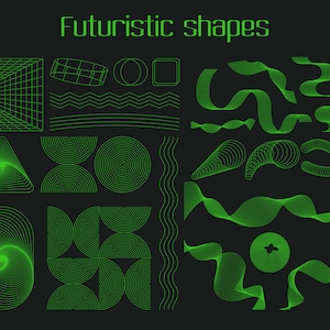 100 Abstract Geometric Shapes SVG, Futuristic Line Art Clip Art ...