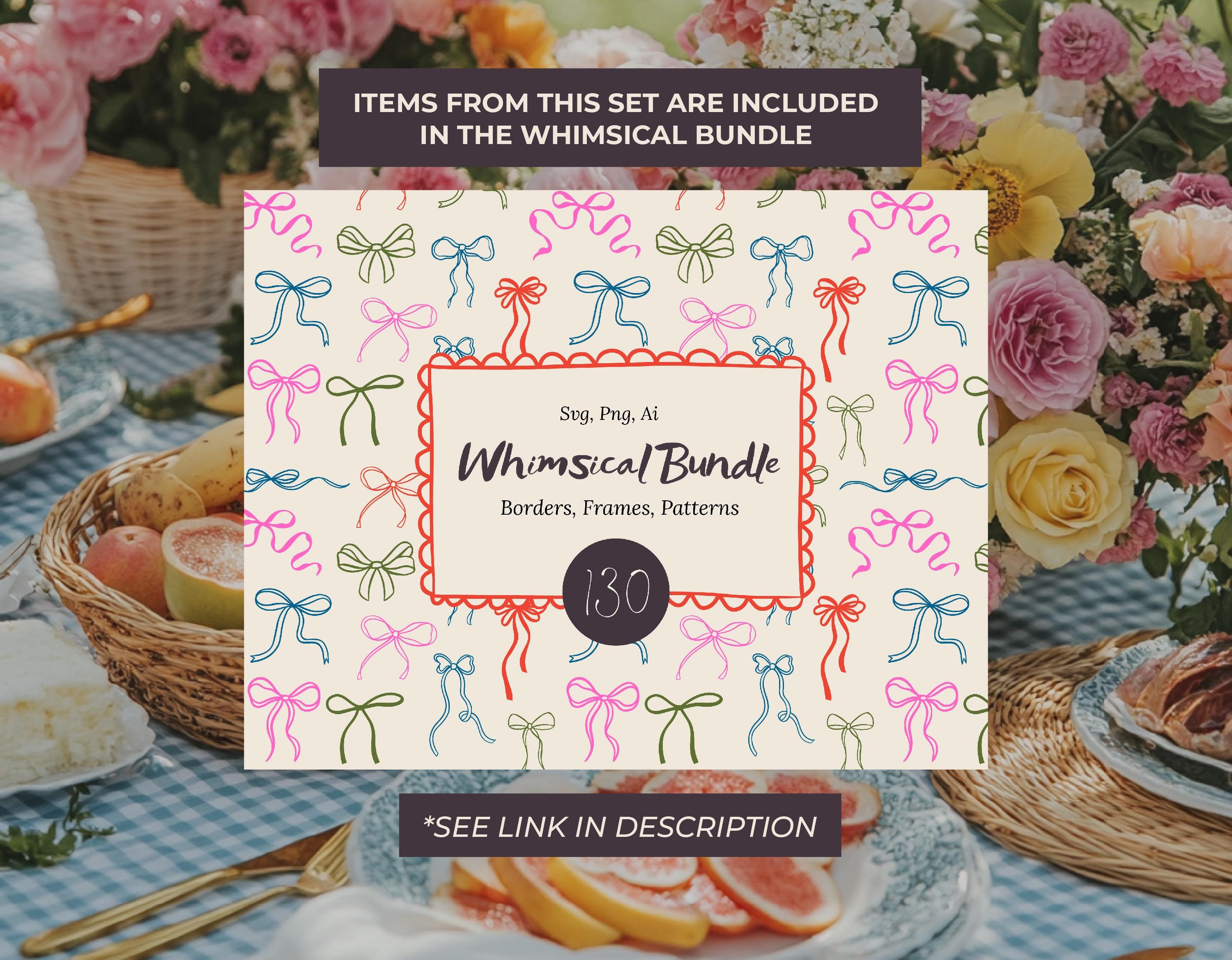 Whimsical Frames & Bows Clipart | Wavy Squiggle Invitation Frame | Hand ...