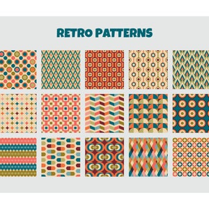 Mid Century Digital Papers, Retro Seamless Pattern, 50s 60s Vintage ...