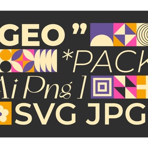 Geometric Digital Paper Svg, Neo Geo Scrapbook Paper Jpg, Vibrant ...
