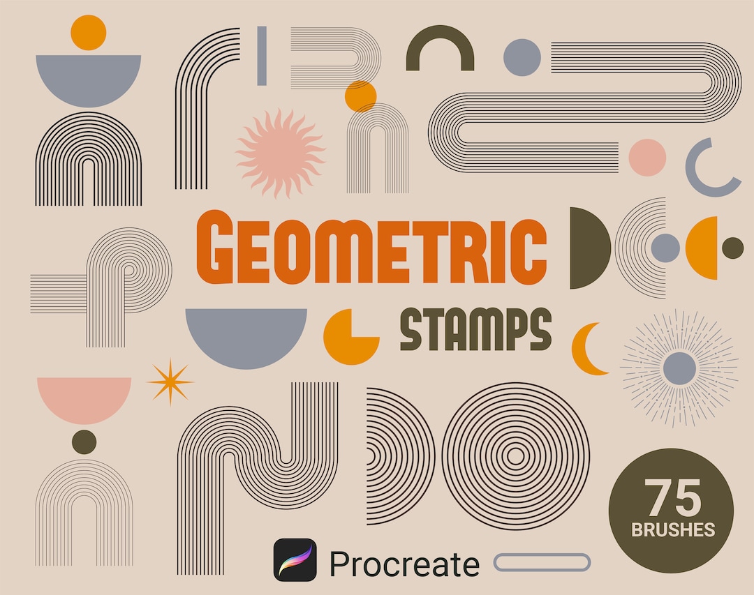 75 Geometric Geometric Boho Procreate Stamps: Abstract Art Brushes ...