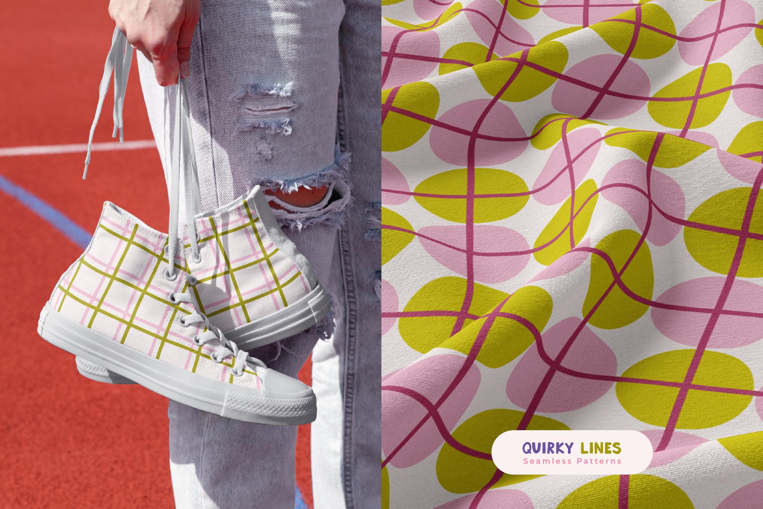 Quirky Geometric Seamless Pattern | Cute Wavy Lines, Hand-drawn Shapes ...