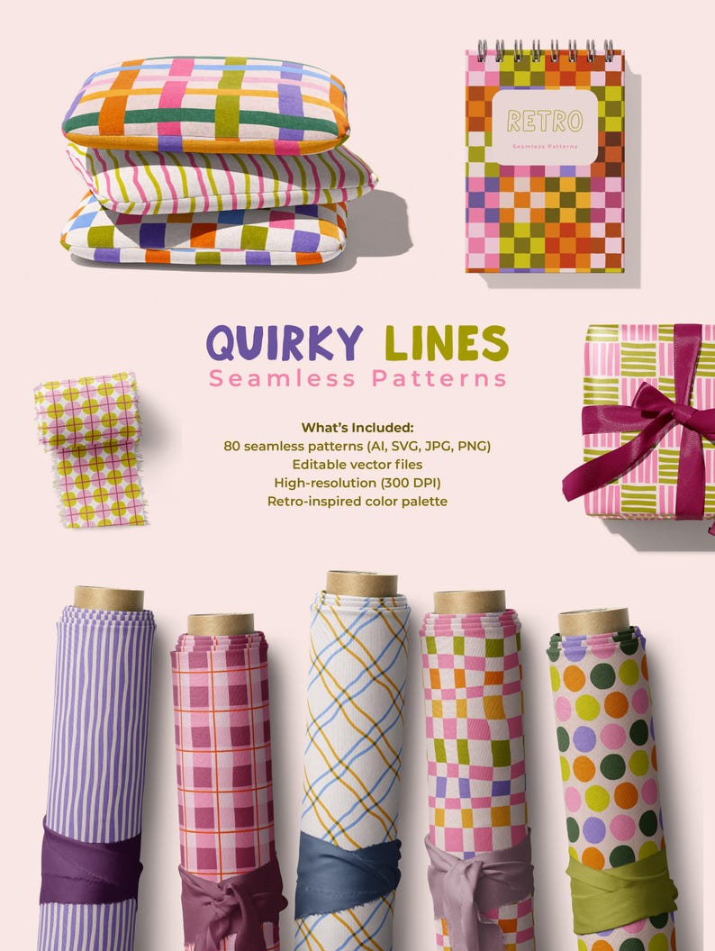 Quirky Geometric Seamless Pattern | Cute Wavy Lines, Hand-drawn Shapes ...