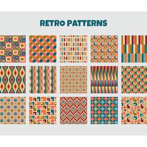 Mid Century Digital Papers, Retro Seamless Pattern, 50s 60s Vintage ...