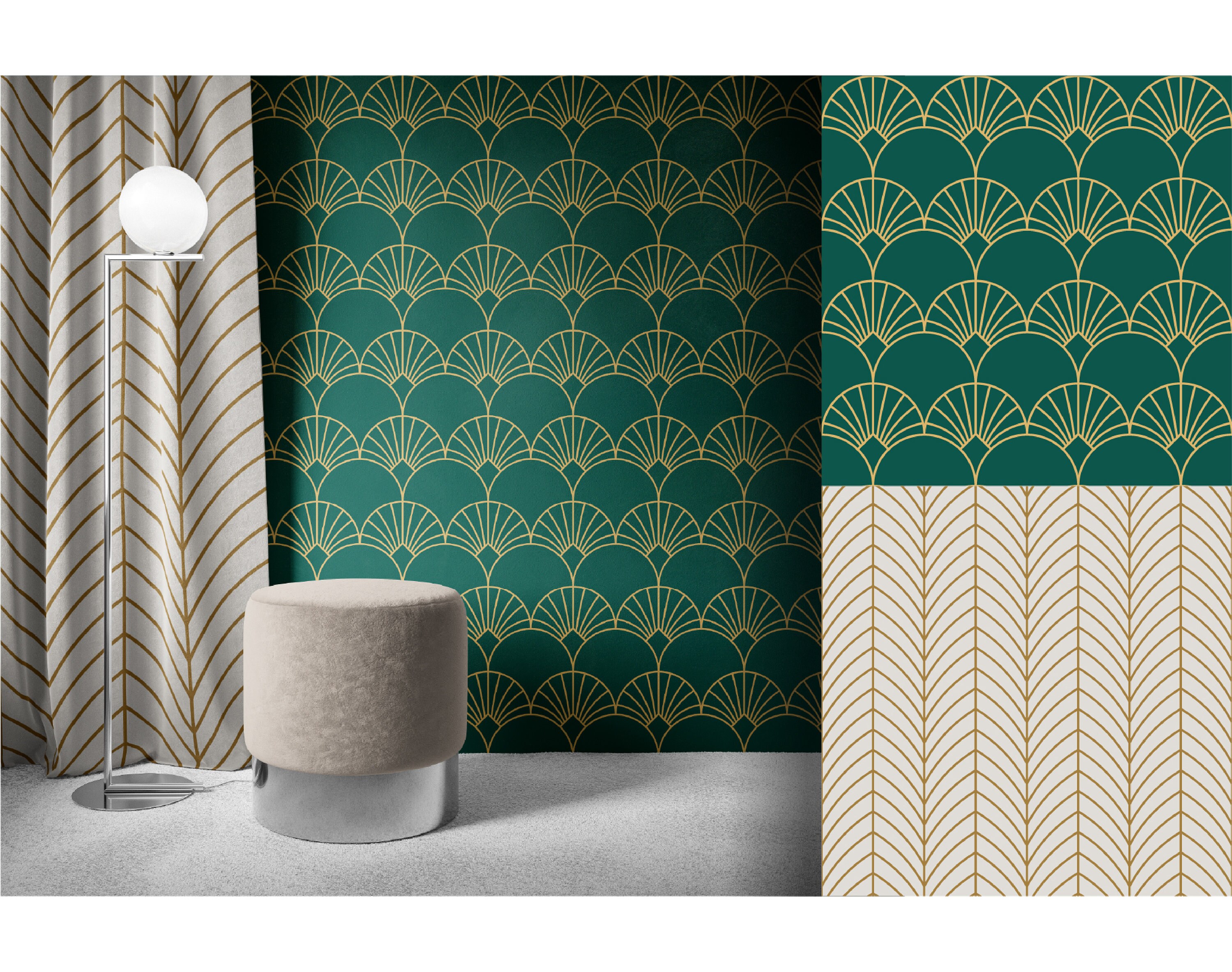 Art Deco Digital Paper, Geometric Line Art Seamless Retro Gatsby ...