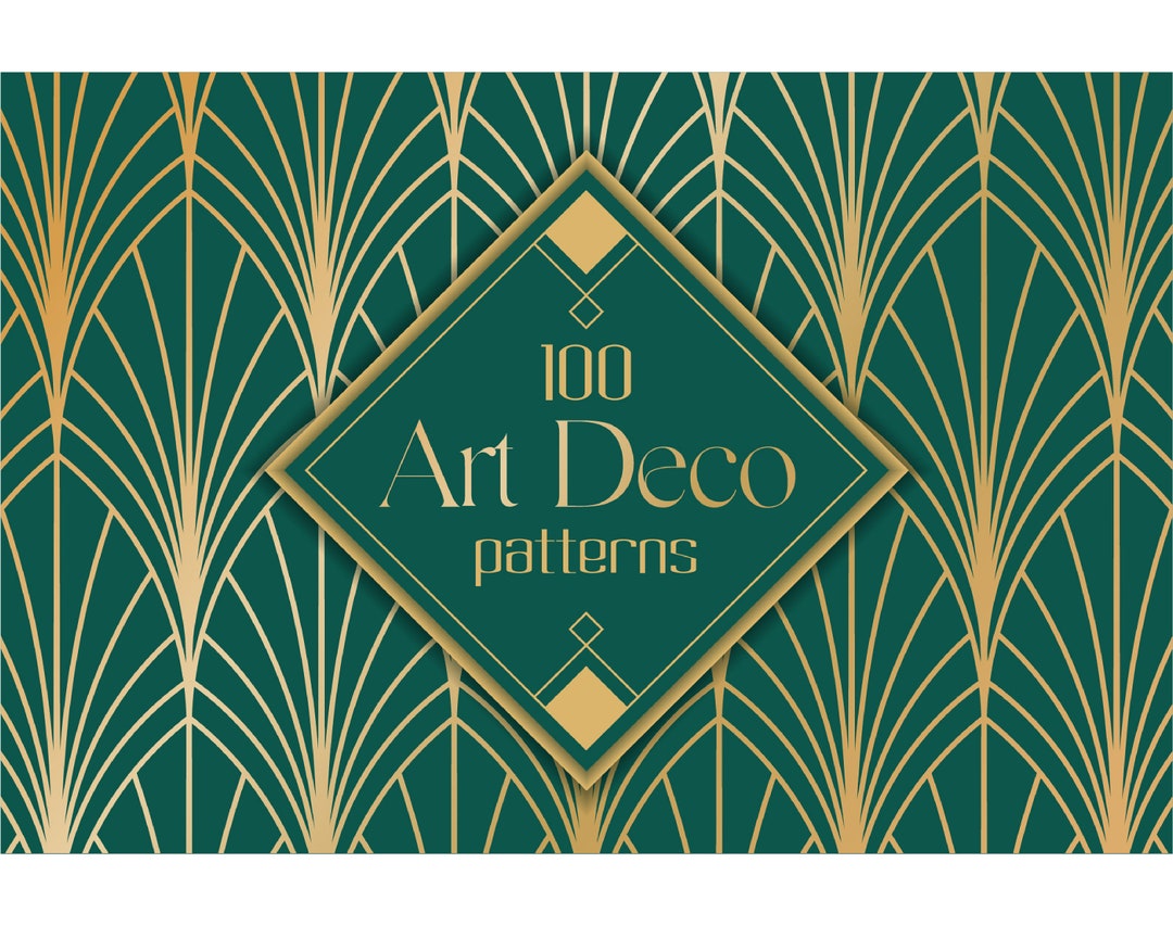 Art Deco Digital Paper, Geometric Line Art Seamless Retro Gatsby ...