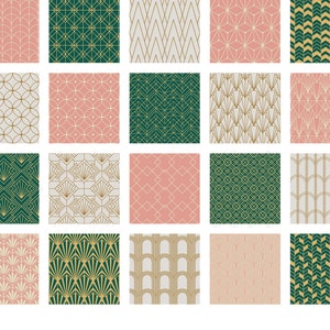 Art Deco Digital Paper, Geometric Line Art Seamless Retro Gatsby ...