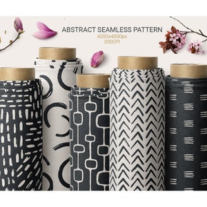 70 Digital Paper Bundle, Abstract Seamless Patterns Boho Organic Shapes ...