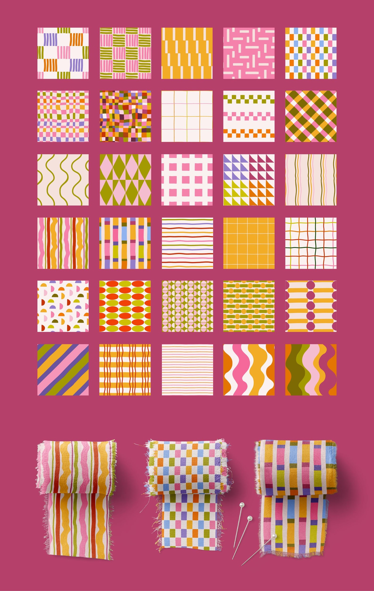 Quirky Geometric Seamless Pattern | Cute Wavy Lines, Hand-drawn Shapes ...