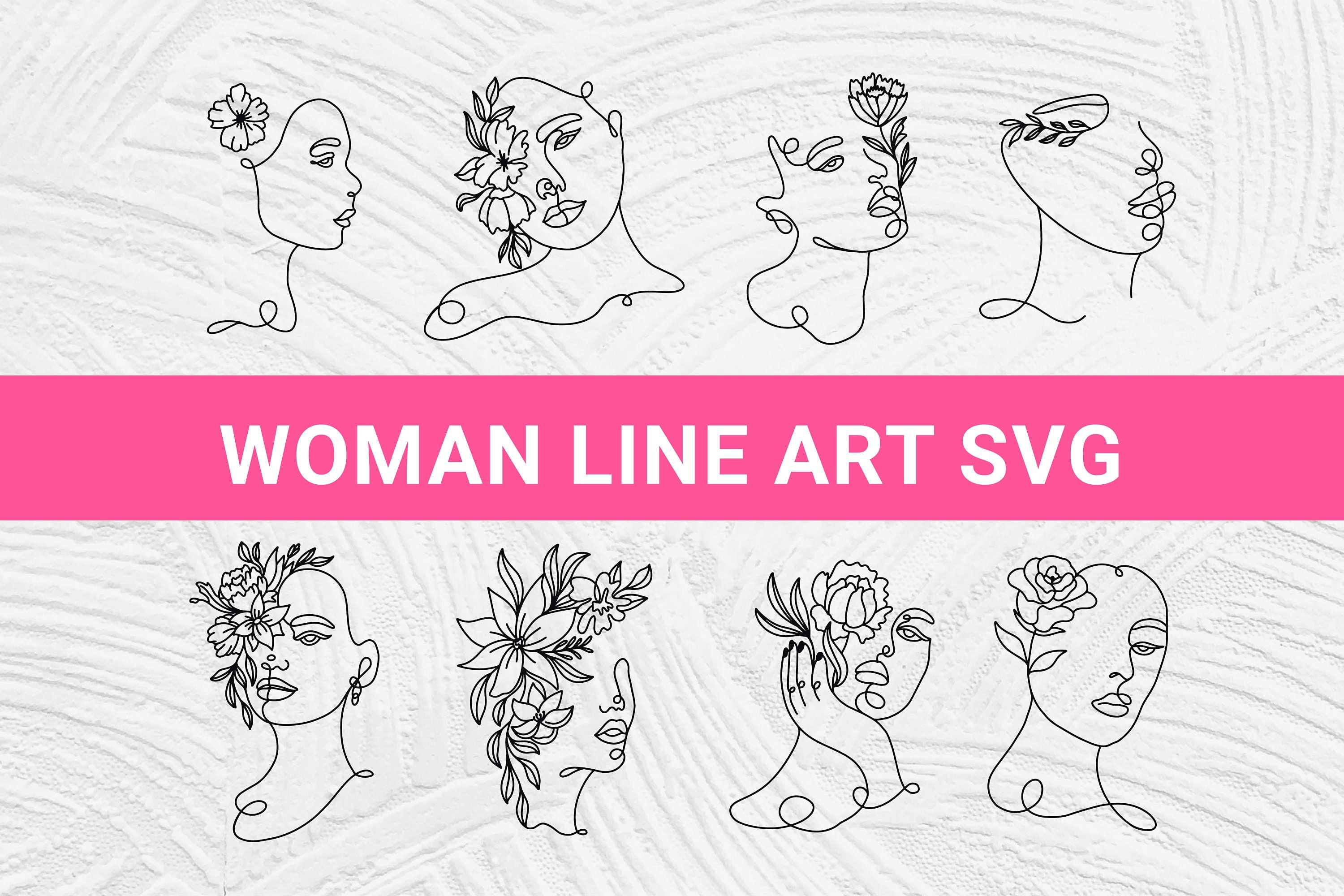 Woman Svg Bundle, Line Art Svg, Female Svg, Silhoueette Svg, Floral Svg ...