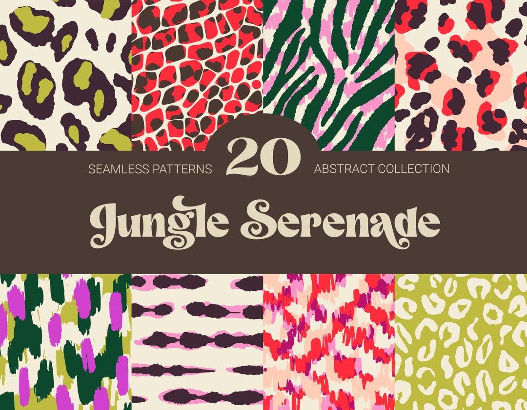 20 Animal Prints Skin Digital Papers, Vibrant Seamless Pattern, Hand ...
