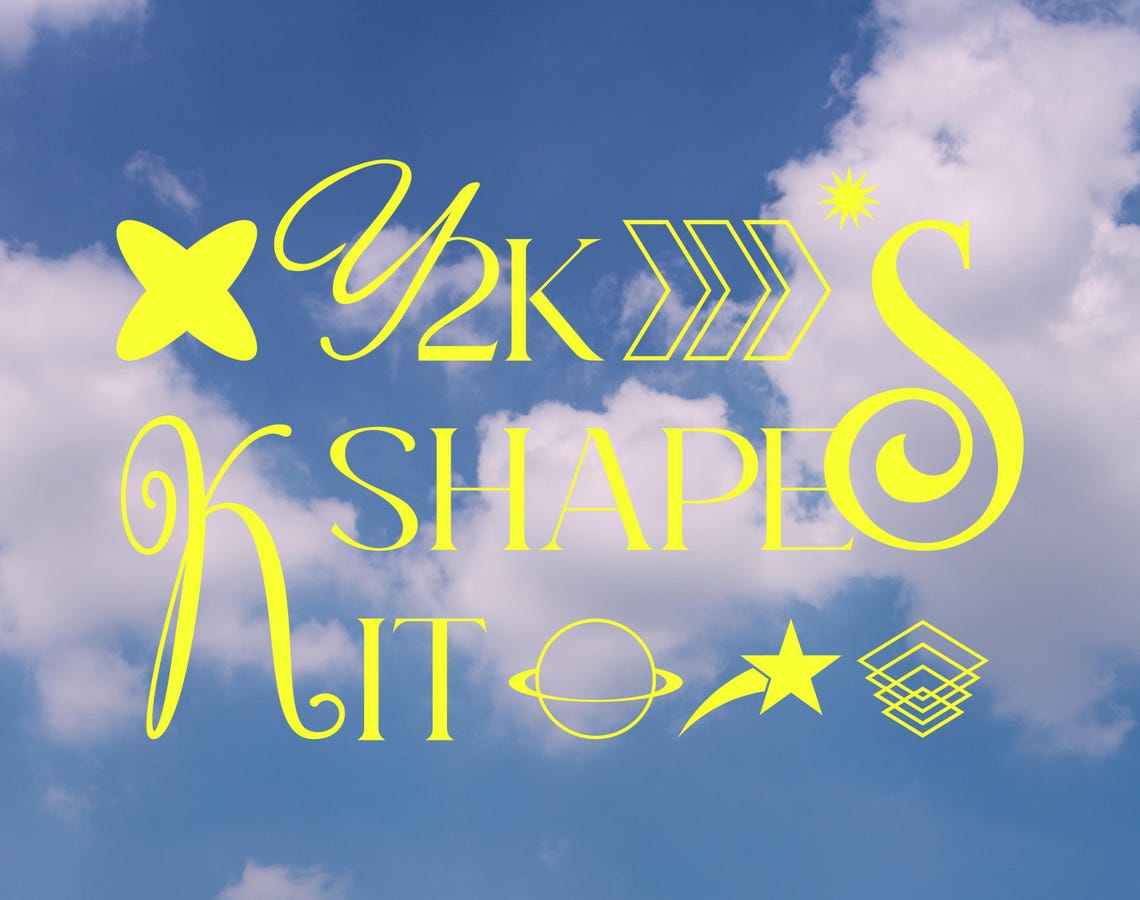 150 Aesthetic Y2k Shapes SVG, 2000s Icon Art Clip Art, Heart, Stars ...