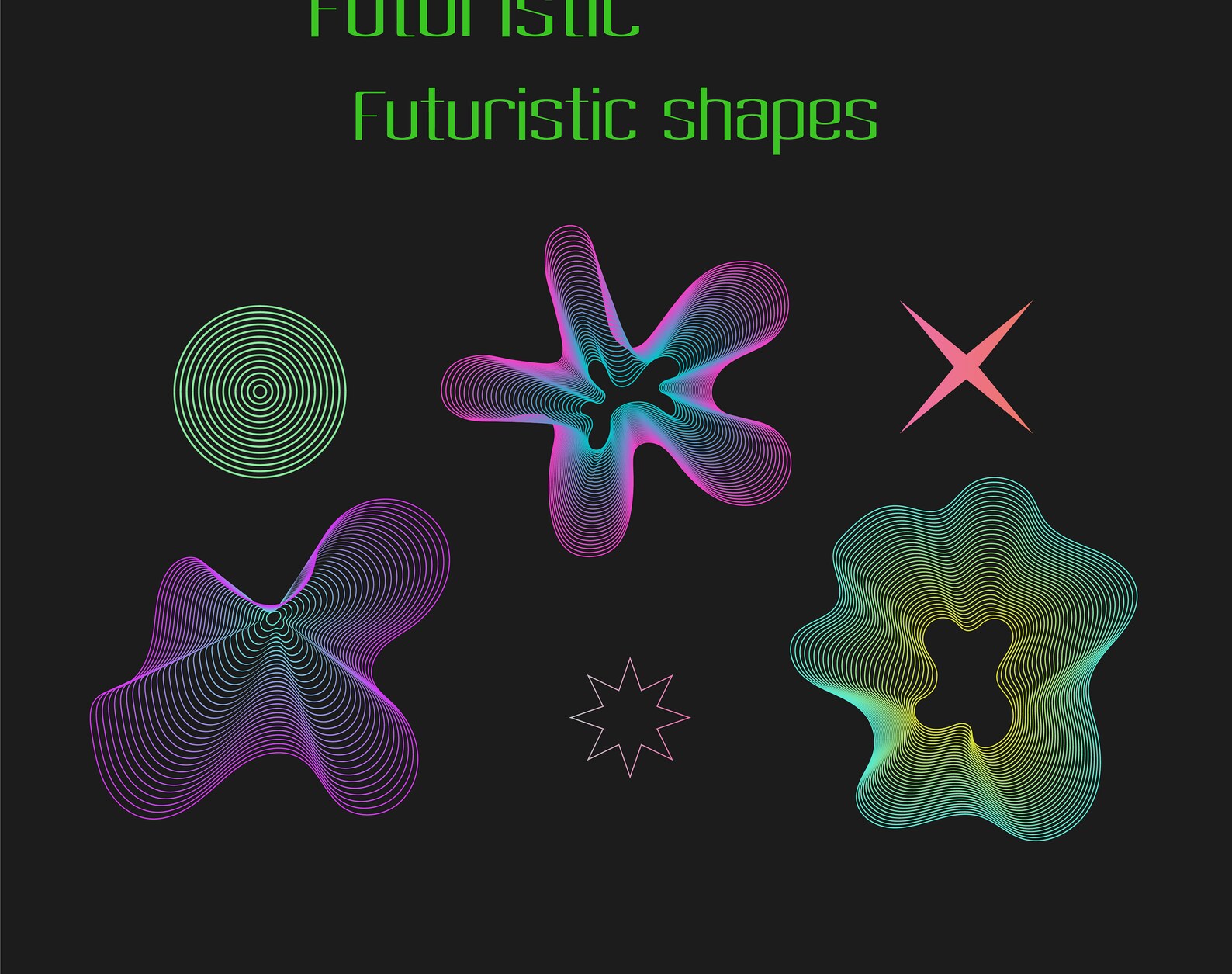 100 Abstract Geometric Shapes SVG, Futuristic Line Art Clip Art ...