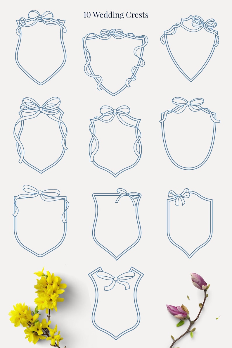 Wedding Crests SVG: Minimalist Bow Shield Logo (digital Download) - Etsy