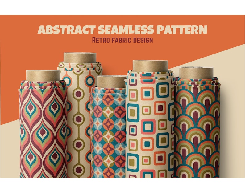 Mid Century Digital Papers, Retro Seamless Pattern, 50s 60s Vintage ...