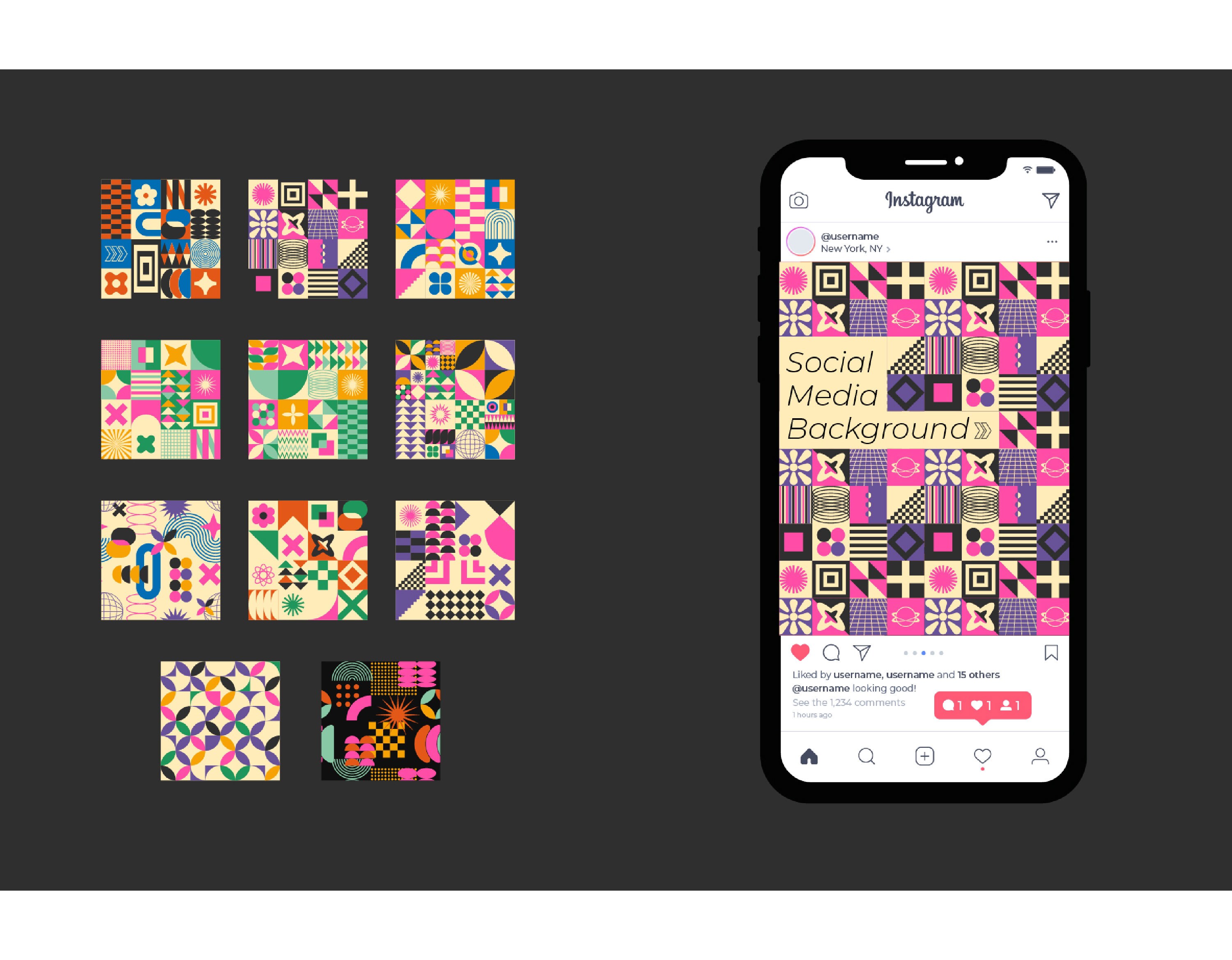 Geometric Digital Paper Svg, Neo Geo Scrapbook Paper Jpg, Vibrant ...