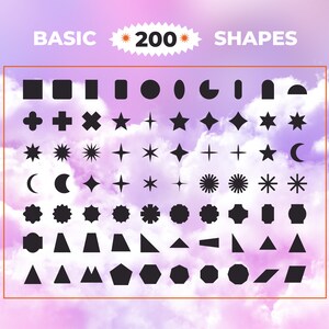 200 Basic Geometry Shapes Svg, Simple Bundle Cricut Elements Png, Set ...