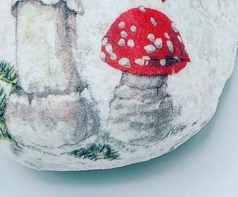 Toadstool Decorative Stone / Decoupage With Paper Napkins Onto - Etsy