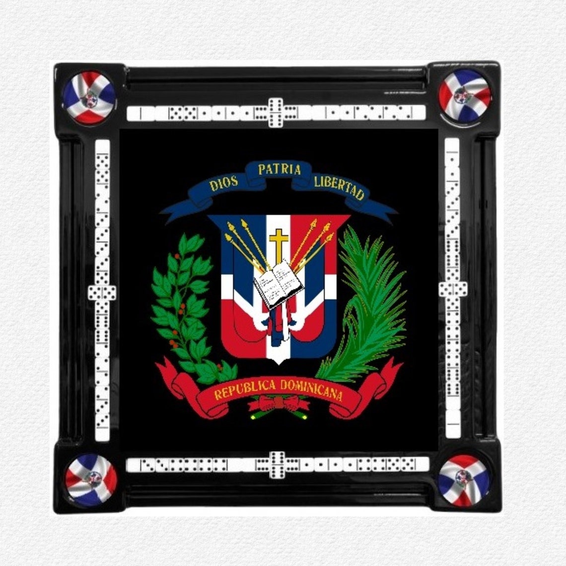 Dominican Coat of Arms Black Domino Table by Domino Tables by Art - Etsy