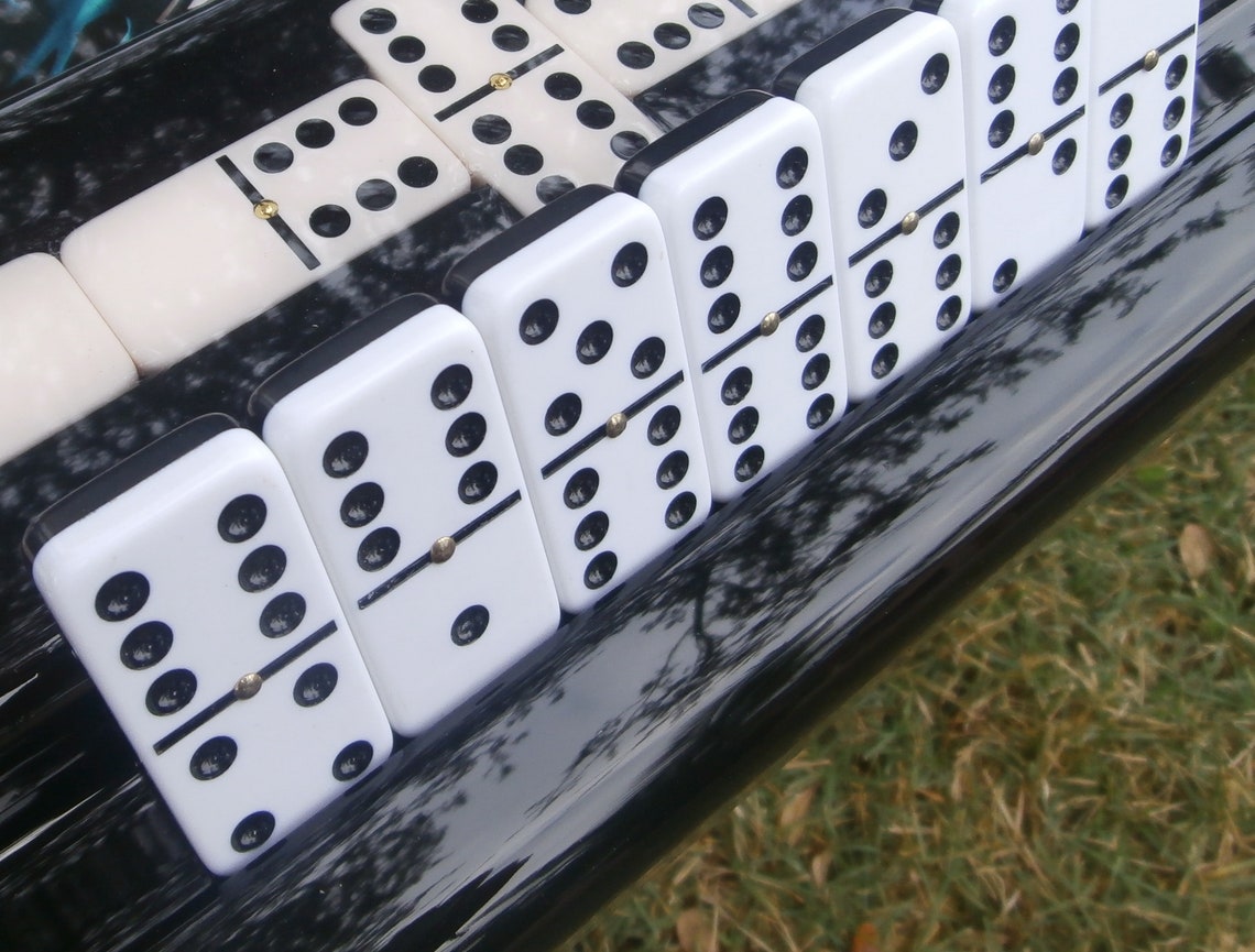 Neon Black Domino W/domino Tile Inlay Table by Domino Tables by Art - Etsy