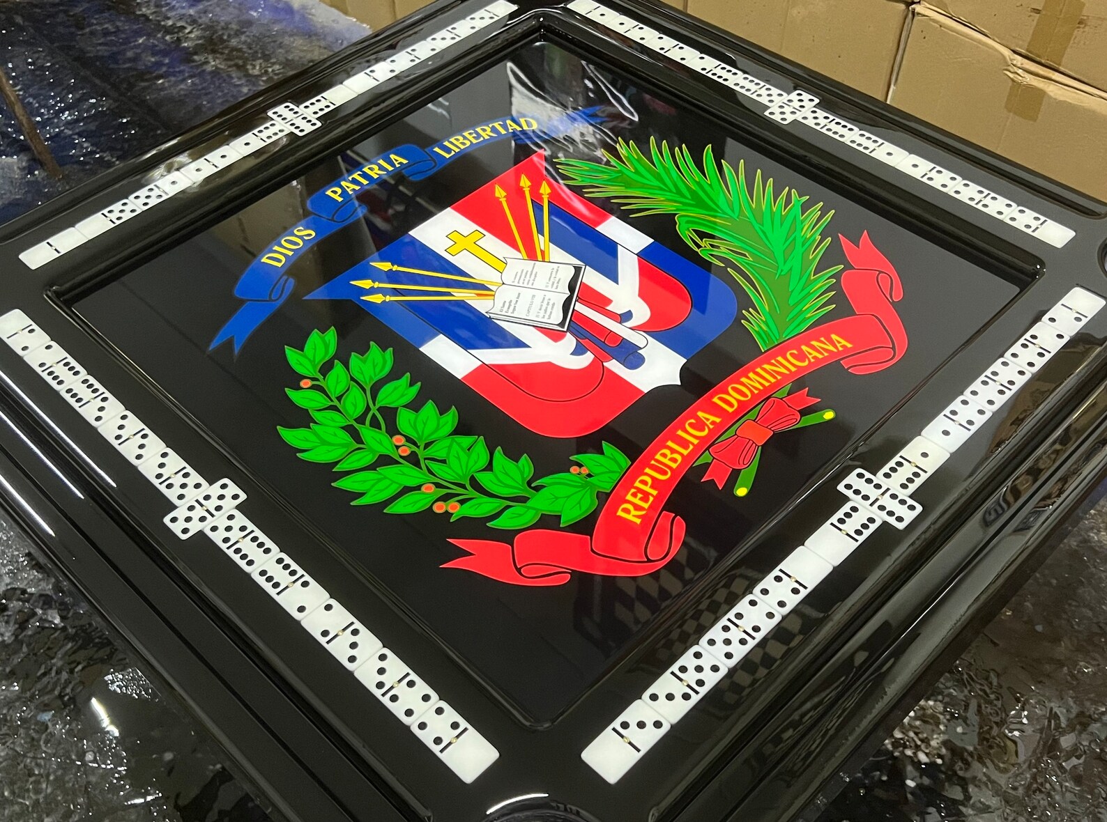 Dominican Coat of Arms Black Domino Table by Domino Tables by Art - Etsy
