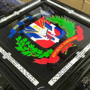 Dominican Coat of Arms Black Domino Table by Domino Tables by Art - Etsy