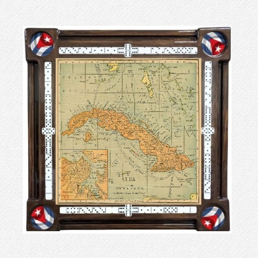 Cuban Map With Cuban Flag Cupholders Domino Table by Domino Tables by ...