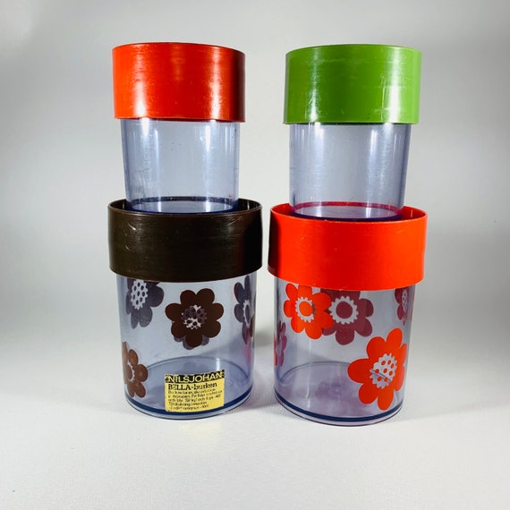 Erik Kold Made in Denmark Plastic Containers With Flowers - Etsy
