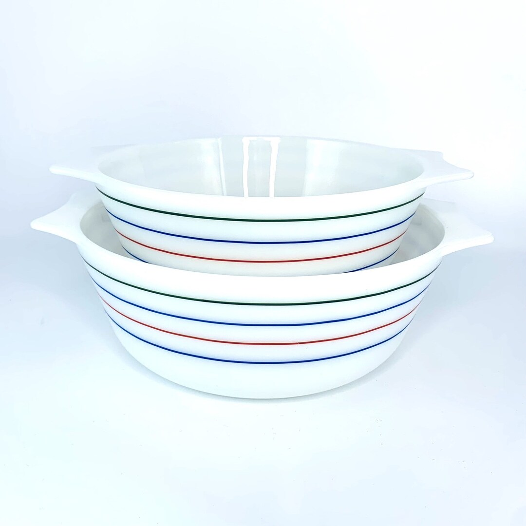 Set of 2 Pyrex Spectrum - Serving Bowl - Ovenproof Dish - Opal Glass ...