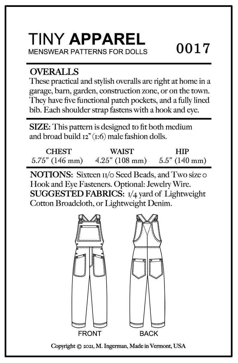 PDF Pattern Overalls Sewing Pattern for 12 Fashion | Etsy Australia