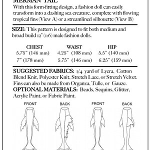 PDF Pattern | Merman Tail Sewing Pattern for 12" Fashion Dolls | Tiny ...