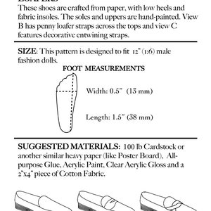 PDF Pattern | Loafers Crafting Pattern for 12" Fashion Dolls | Tiny ...