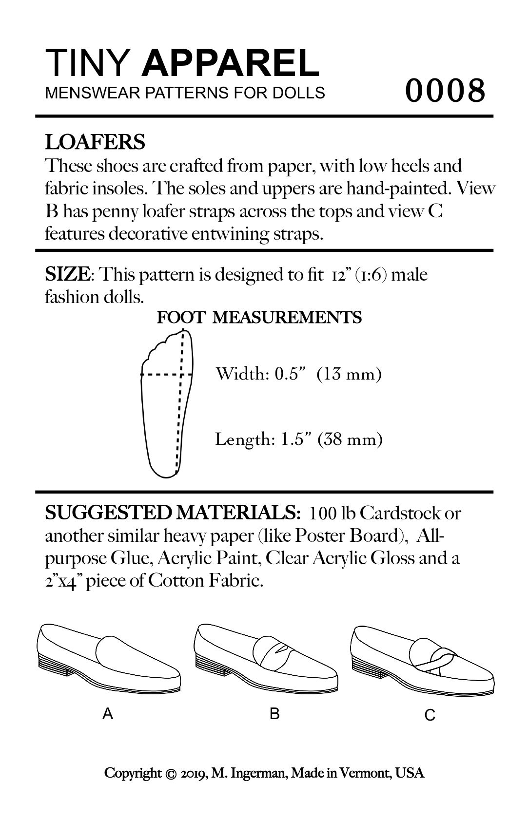 PDF Pattern Loafers Crafting Pattern for 12 Fashion - Etsy