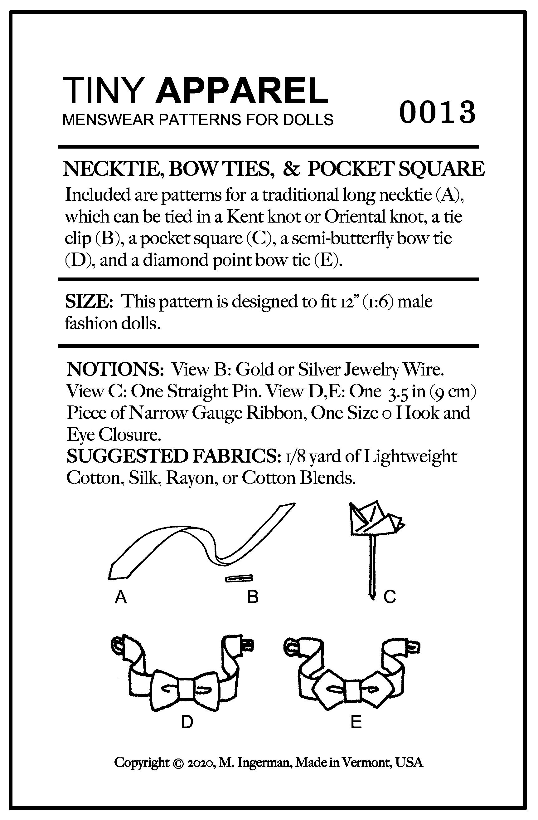 PDF Pattern Necktie Bow Tie and Pocket Square Sewing - Etsy