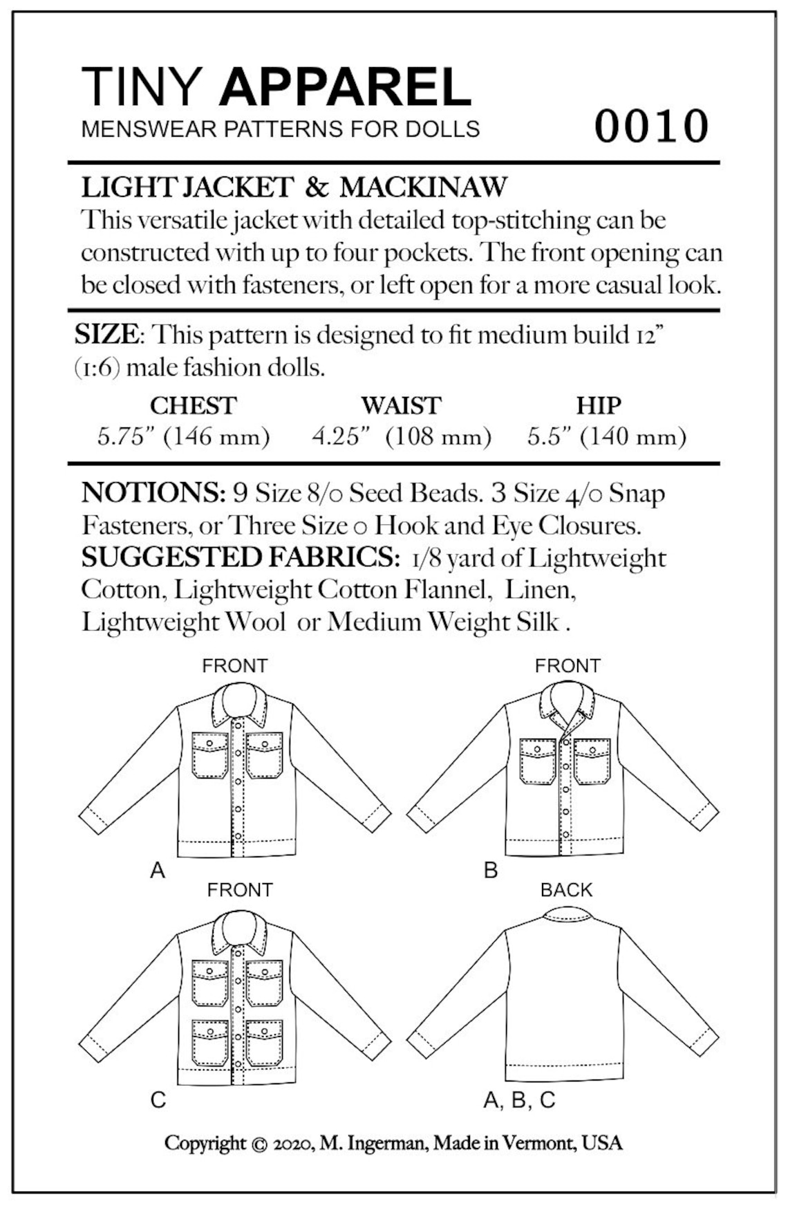 PDF Pattern Light Jacket and Mackinaw Sewing Pattern for - Etsy